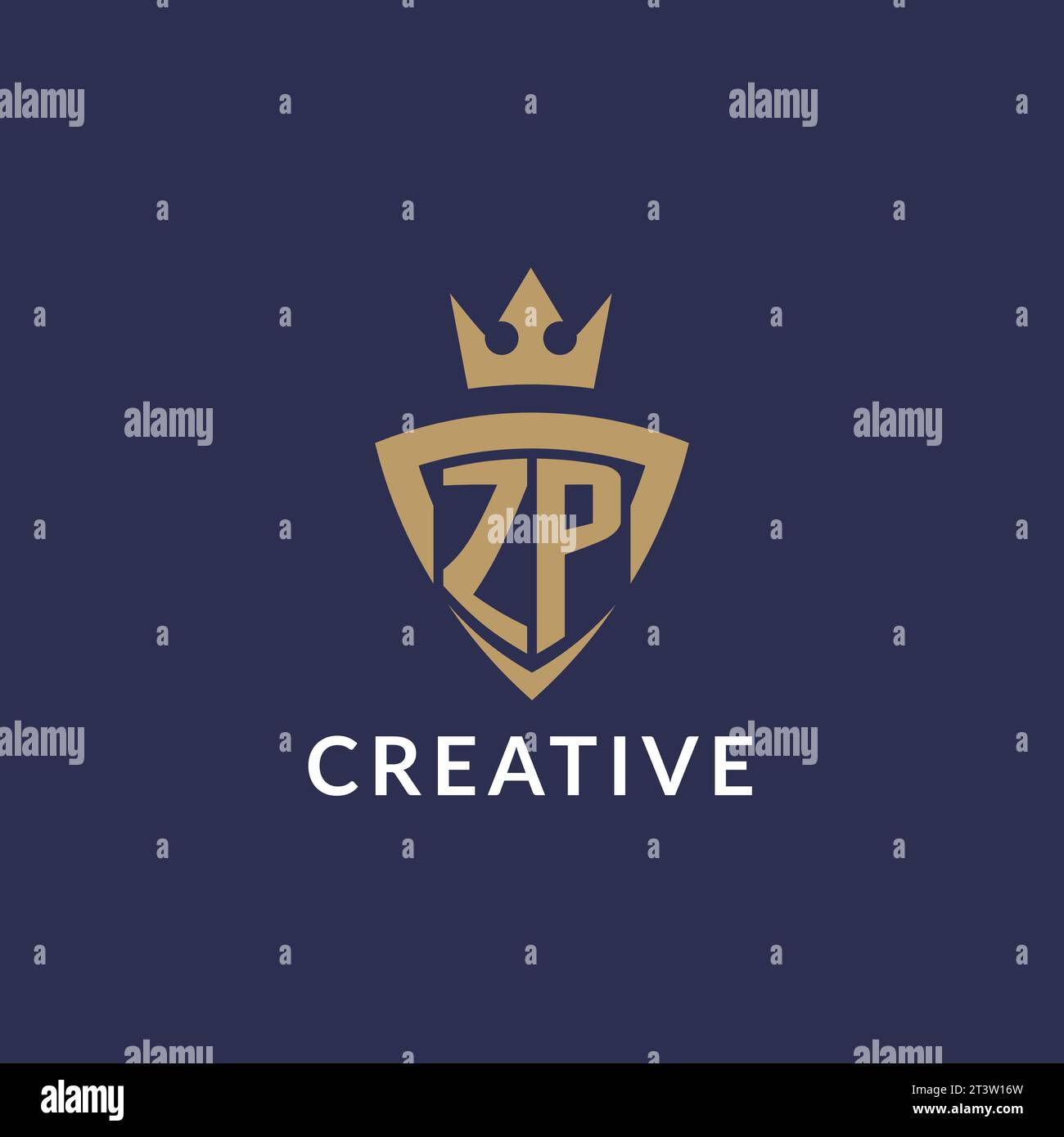 ZP logo with shield and crown, monogram initial logo style vector file ...