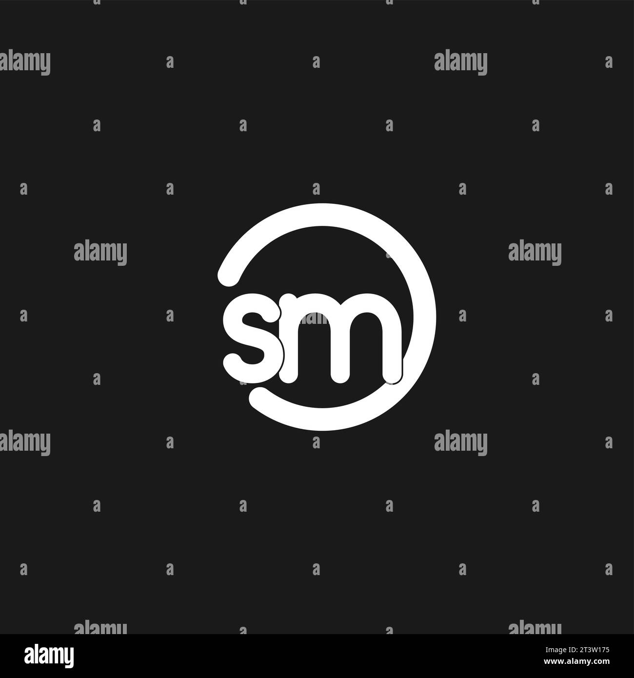 Initials SM logo monogram with simple circles lines vector graphic ...