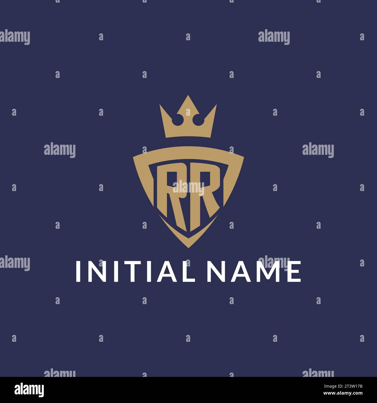 RR logo with shield and crown, monogram initial logo style vector file ...