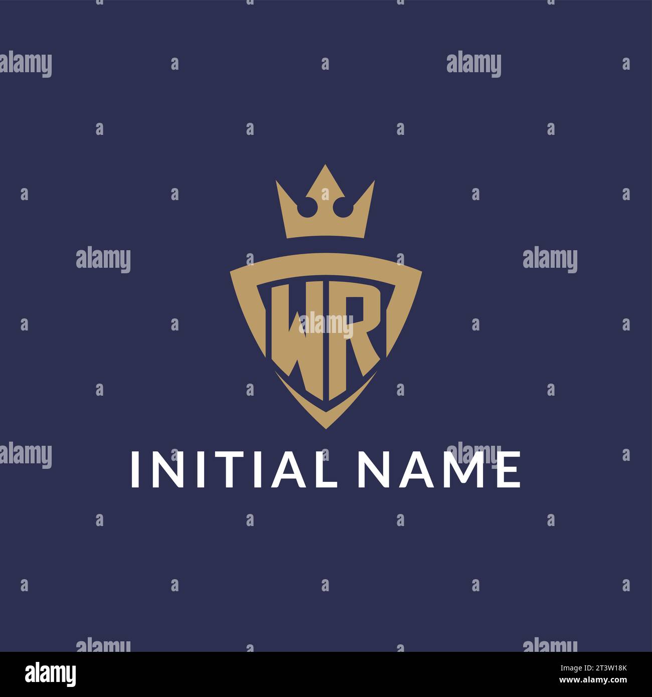 WR logo with shield and crown, monogram initial logo style vector file ...