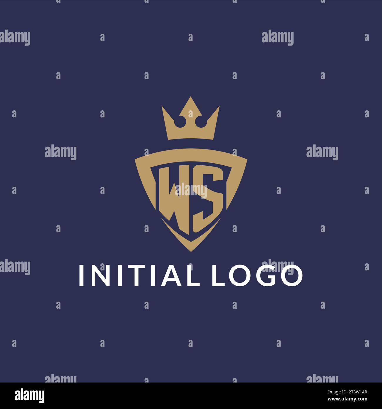 WS logo with shield and crown, monogram initial logo style vector file ...