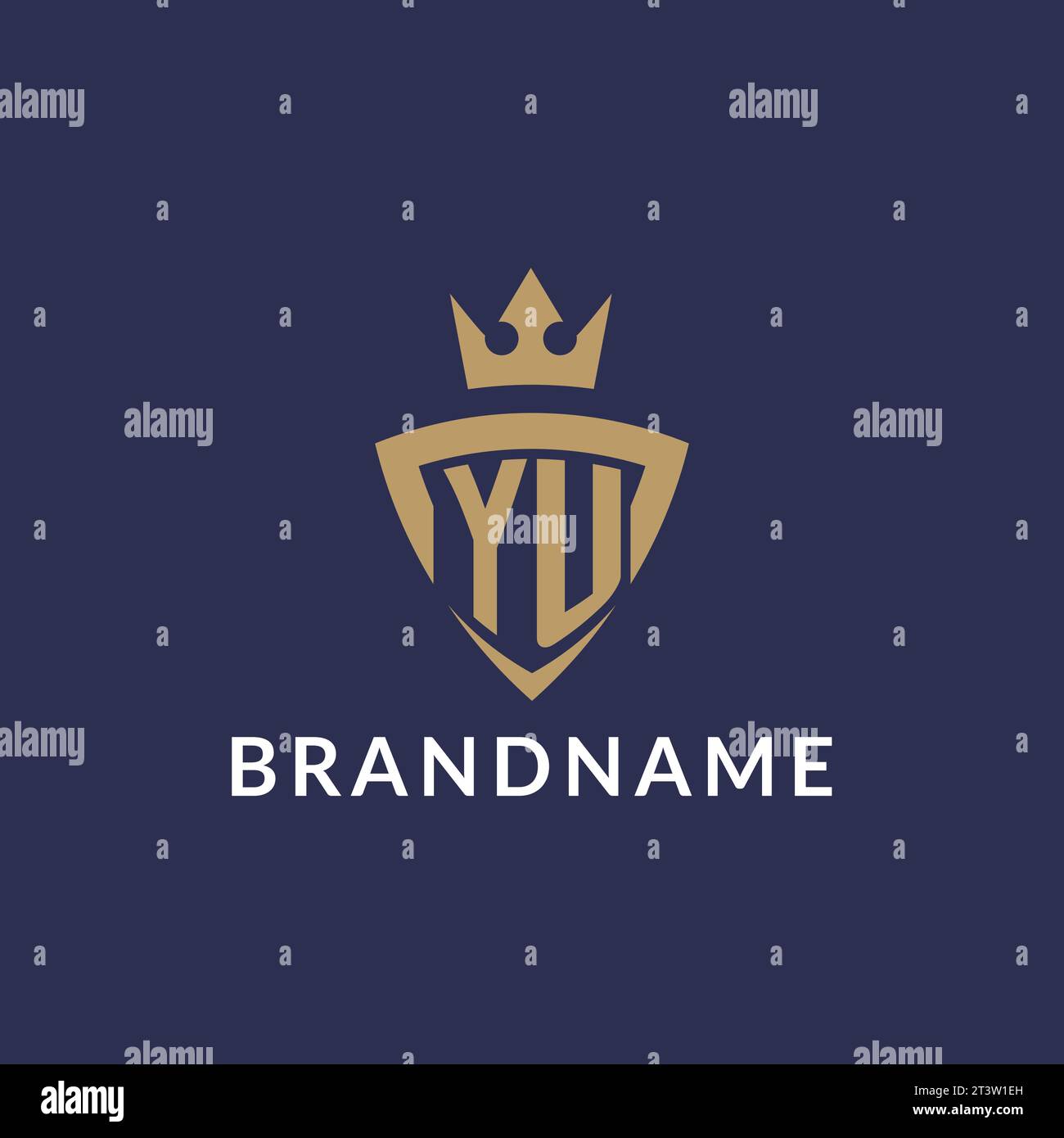 YU logo with shield and crown, monogram initial logo style vector file ...