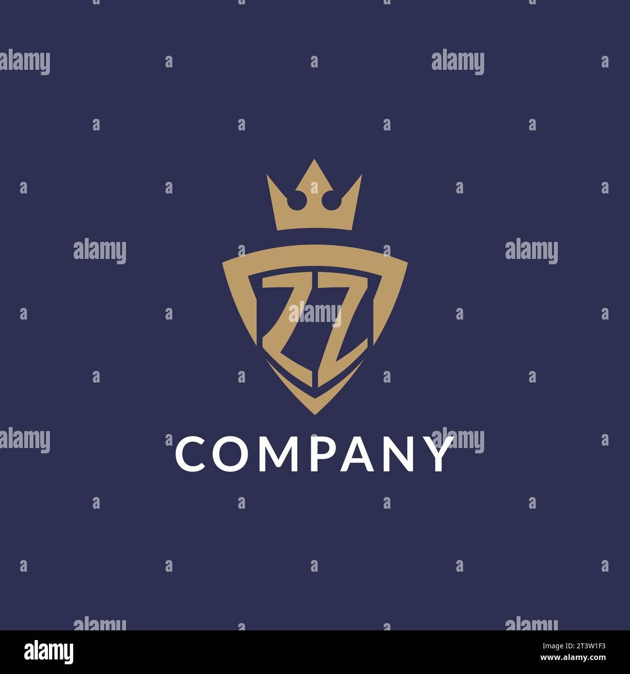 ZZ logo with shield and crown, monogram initial logo style vector file ...