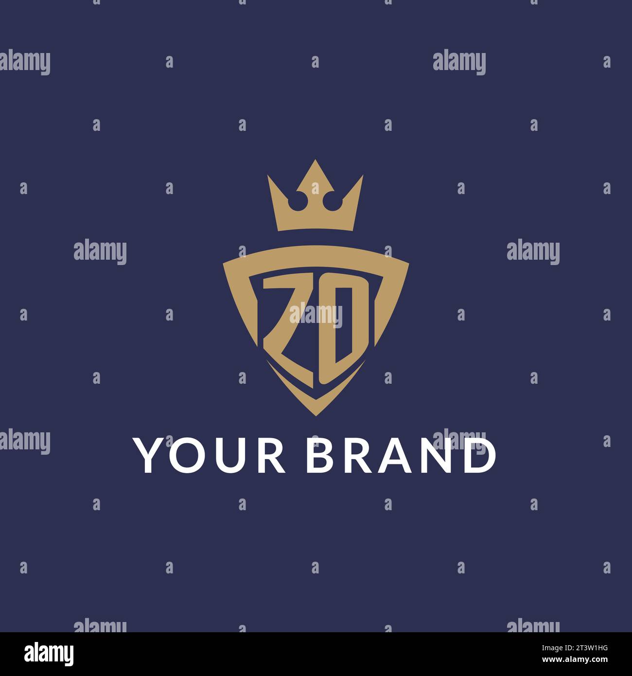 ZO logo with shield and crown, monogram initial logo style vector file ...