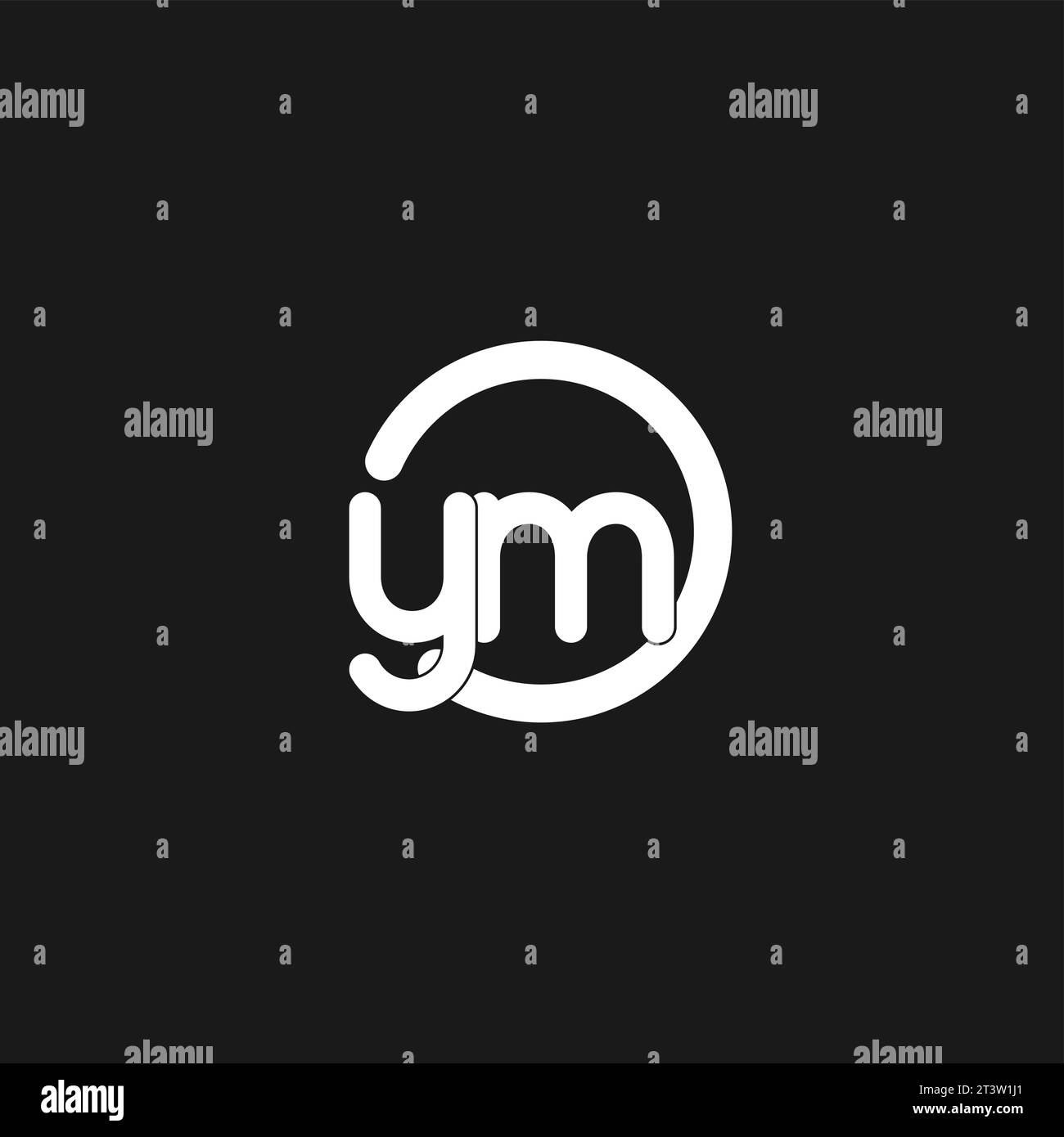 Initials YM logo monogram with simple circles lines vector graphic ...