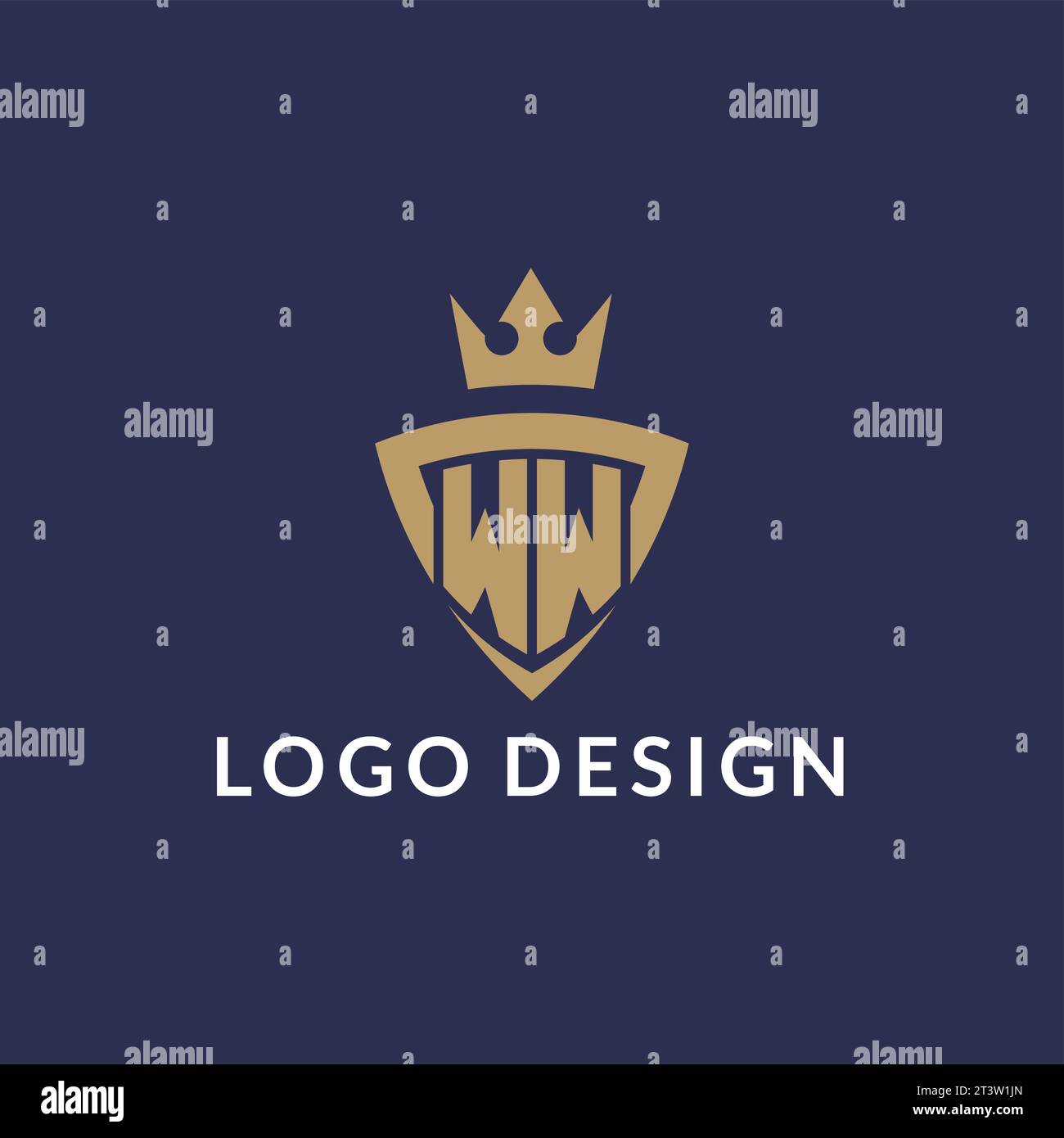 WW logo with shield and crown, monogram initial logo style vector file ...