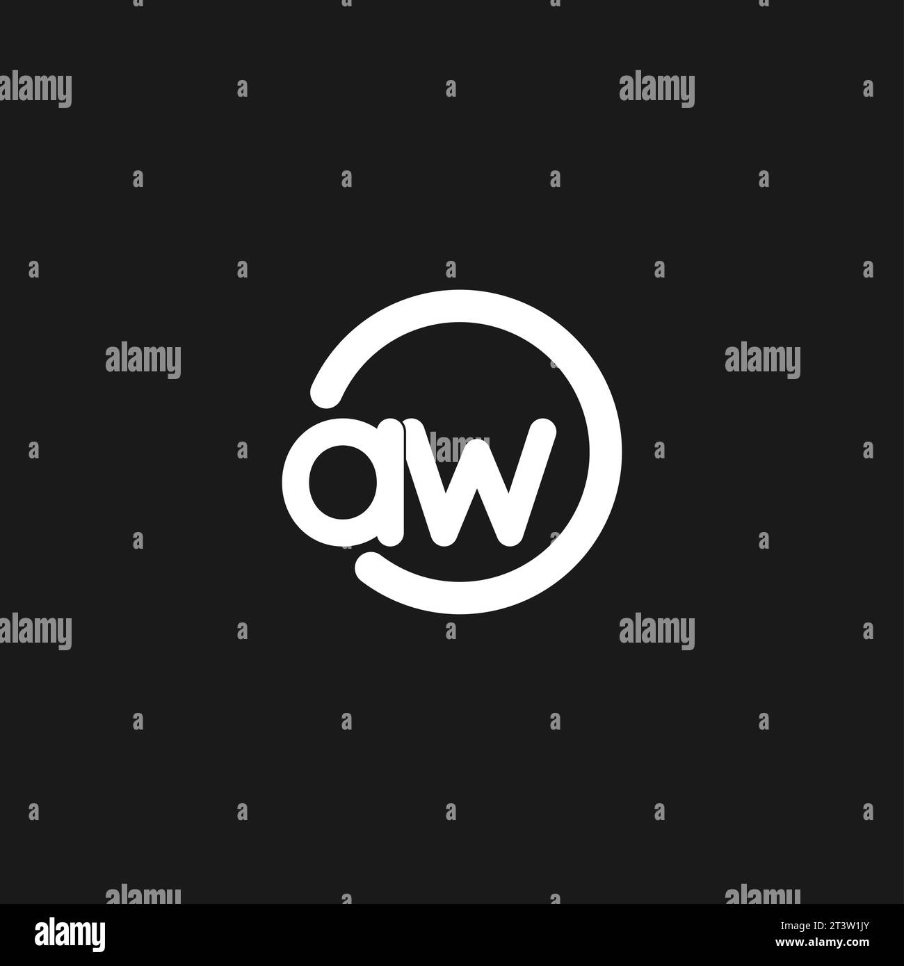 Initials AW logo monogram with simple circles lines vector graphic ...