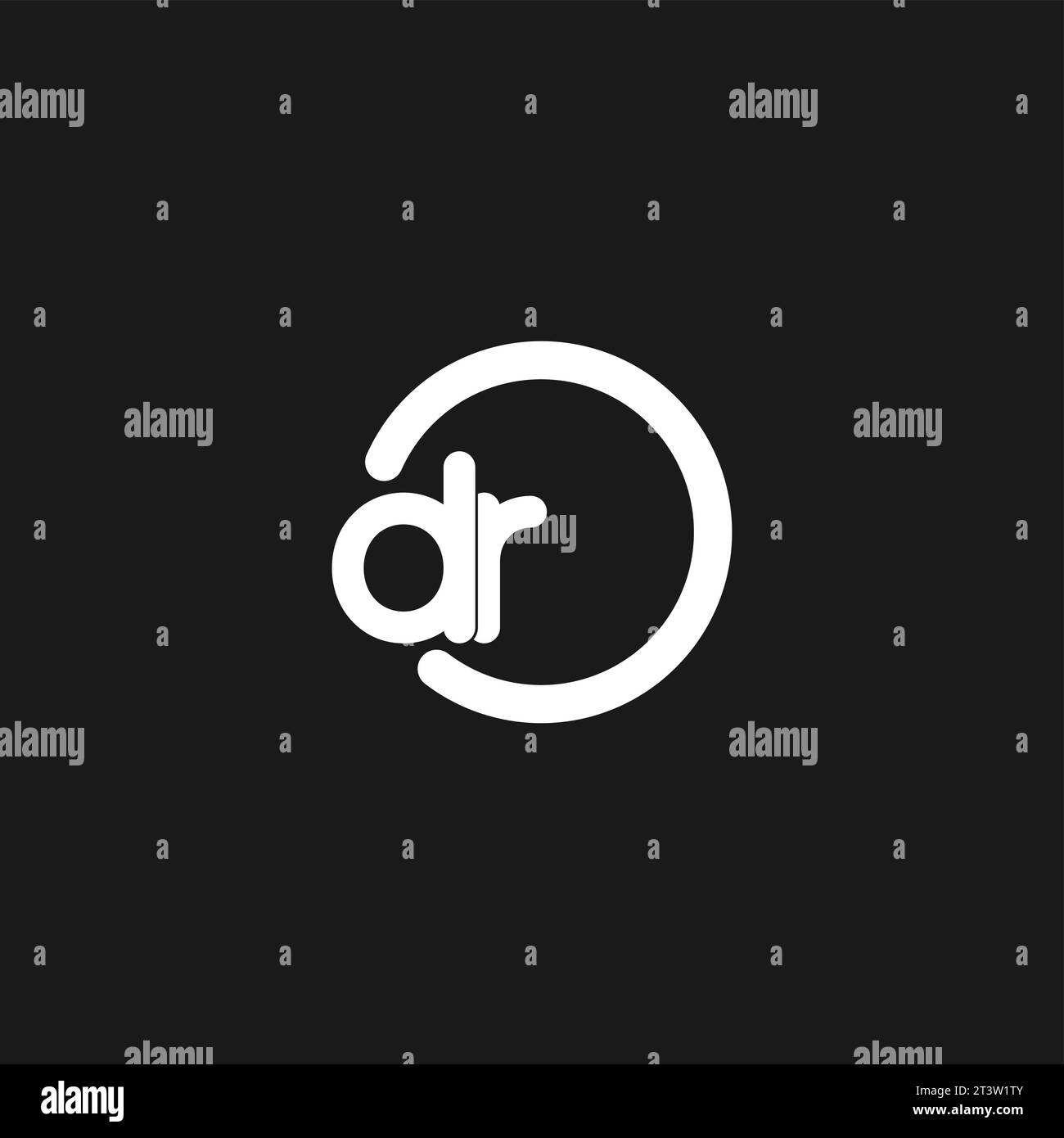 Initials DR logo monogram with simple circles lines vector graphic ...