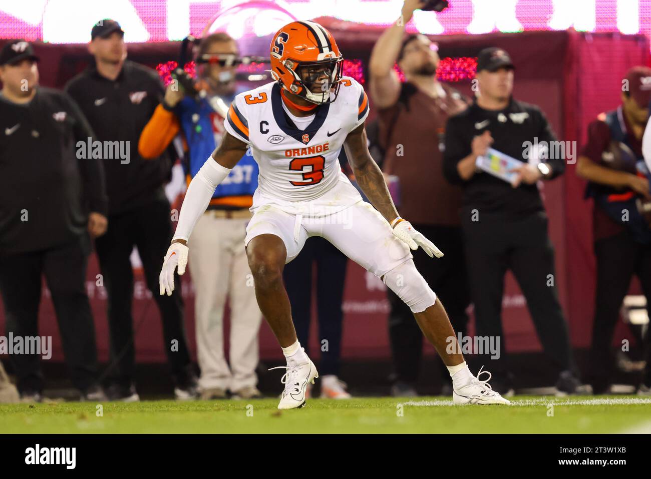 Blacksburg, Virginia, USA. 26th Oct, 2023. Syracuse Orange defensive ...