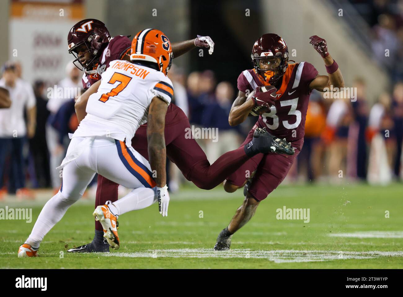 Blacksburg, Virginia, USA. 26th Oct, 2023. Virginia Tech Hokies wide receiver Jaylin Lane (83 ...