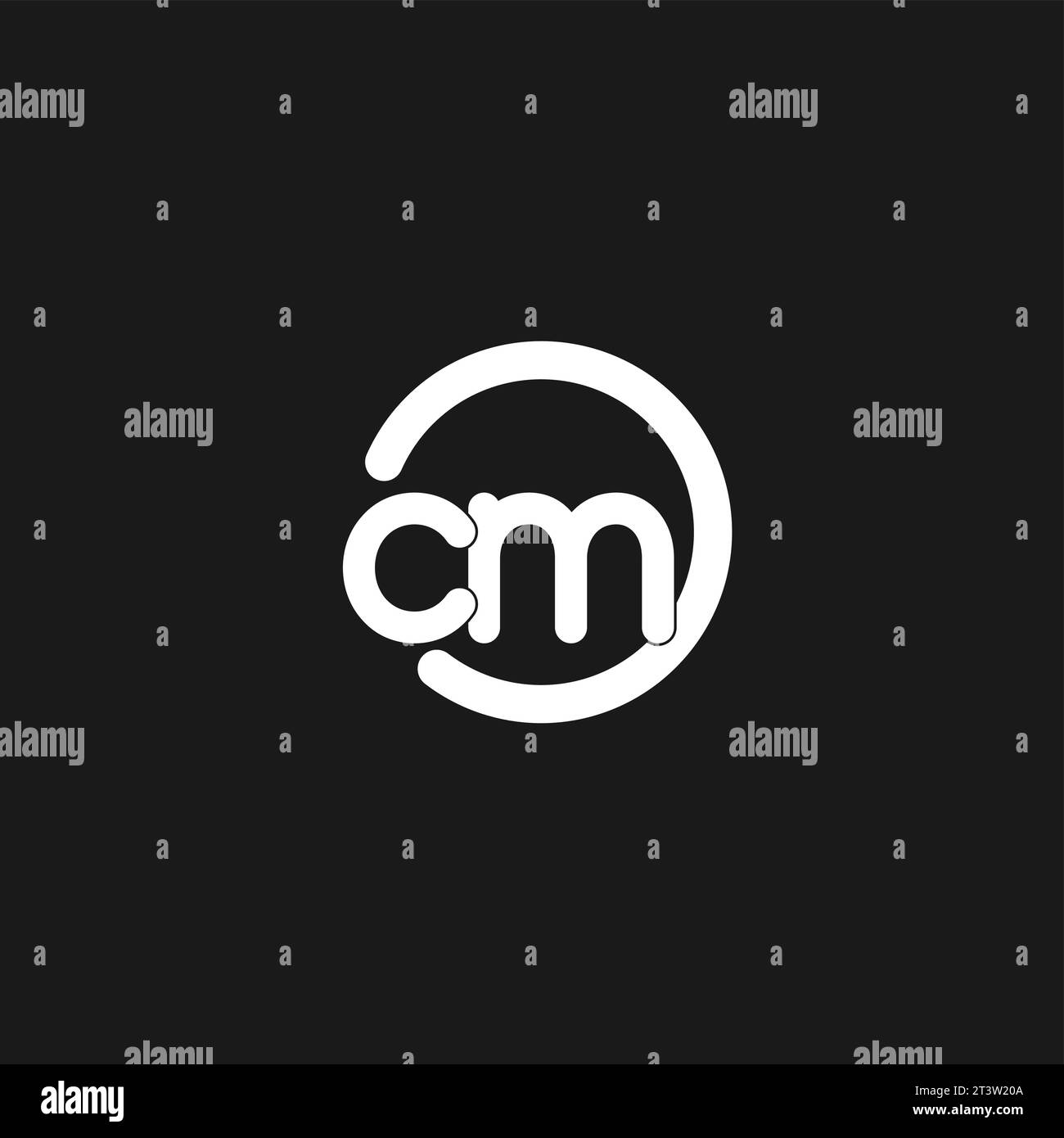 Initials CM logo monogram with simple circles lines vector graphic ...