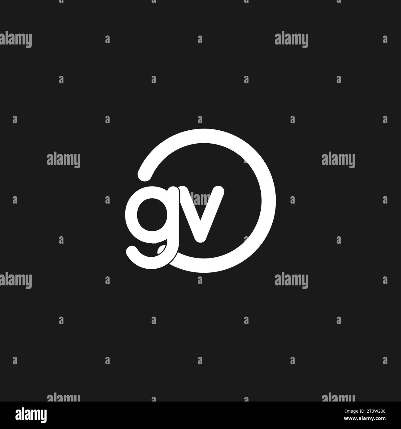 Initials GV logo monogram with simple circles lines vector graphic ...