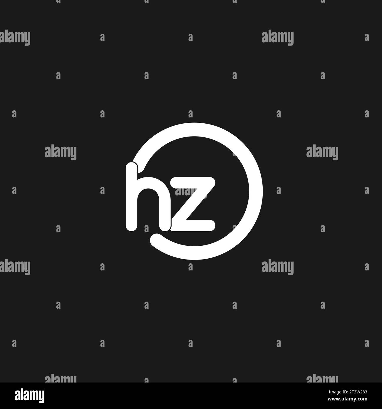 Initials HZ logo monogram with simple circles lines vector graphic ...