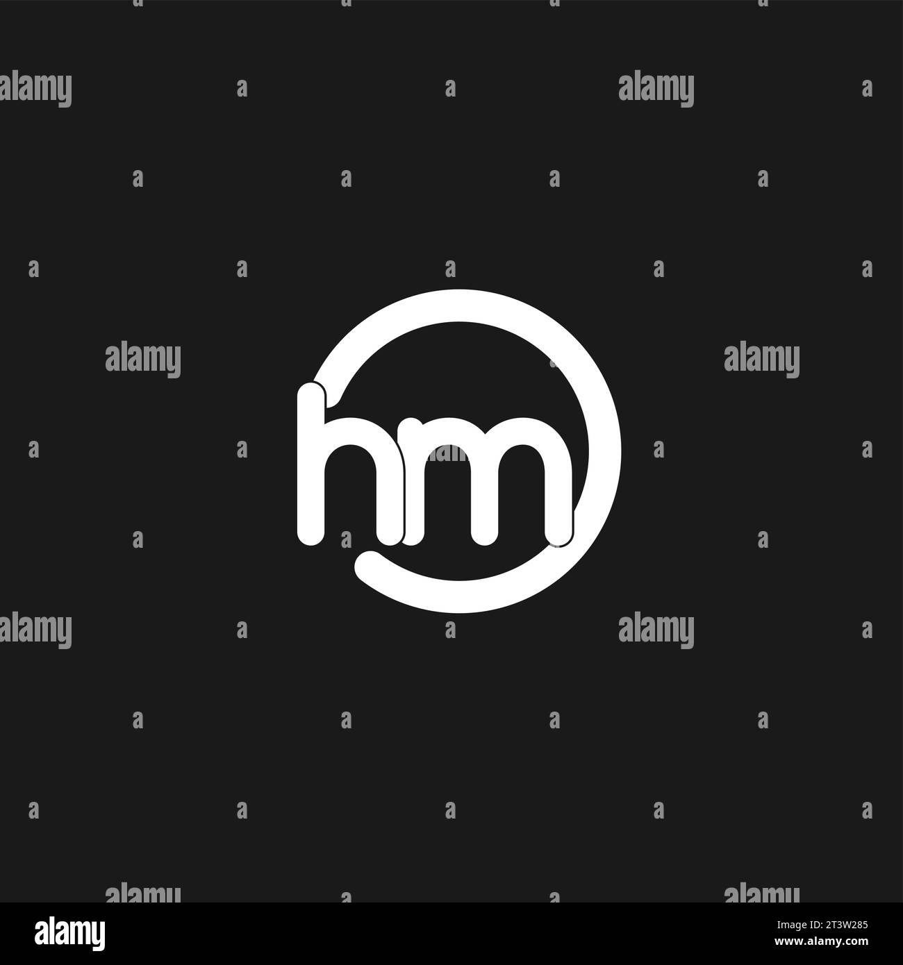 Initials HM logo monogram with simple circles lines vector graphic ...