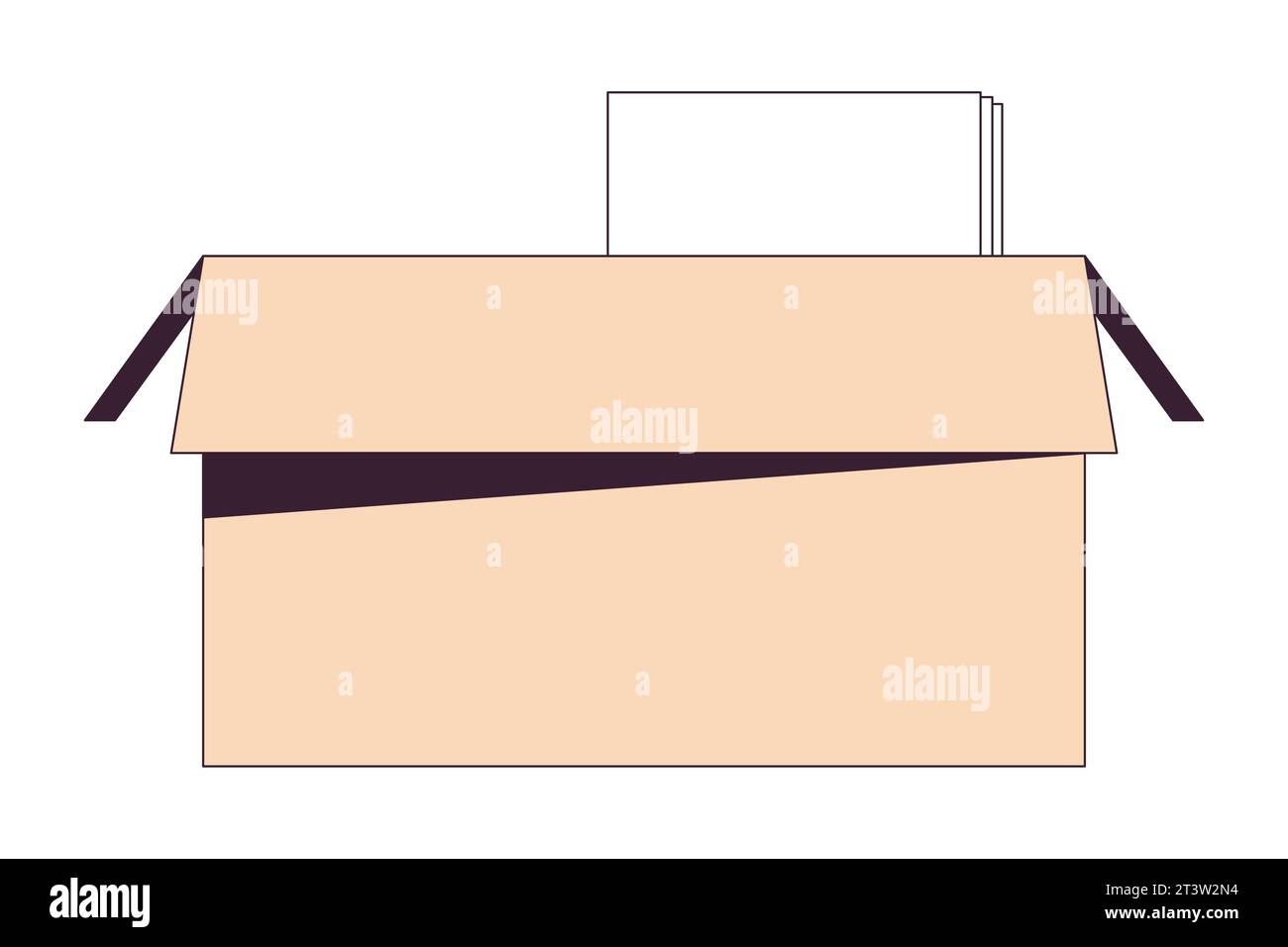 Open cardboard box with documents 2D linear cartoon object Stock Vector ...