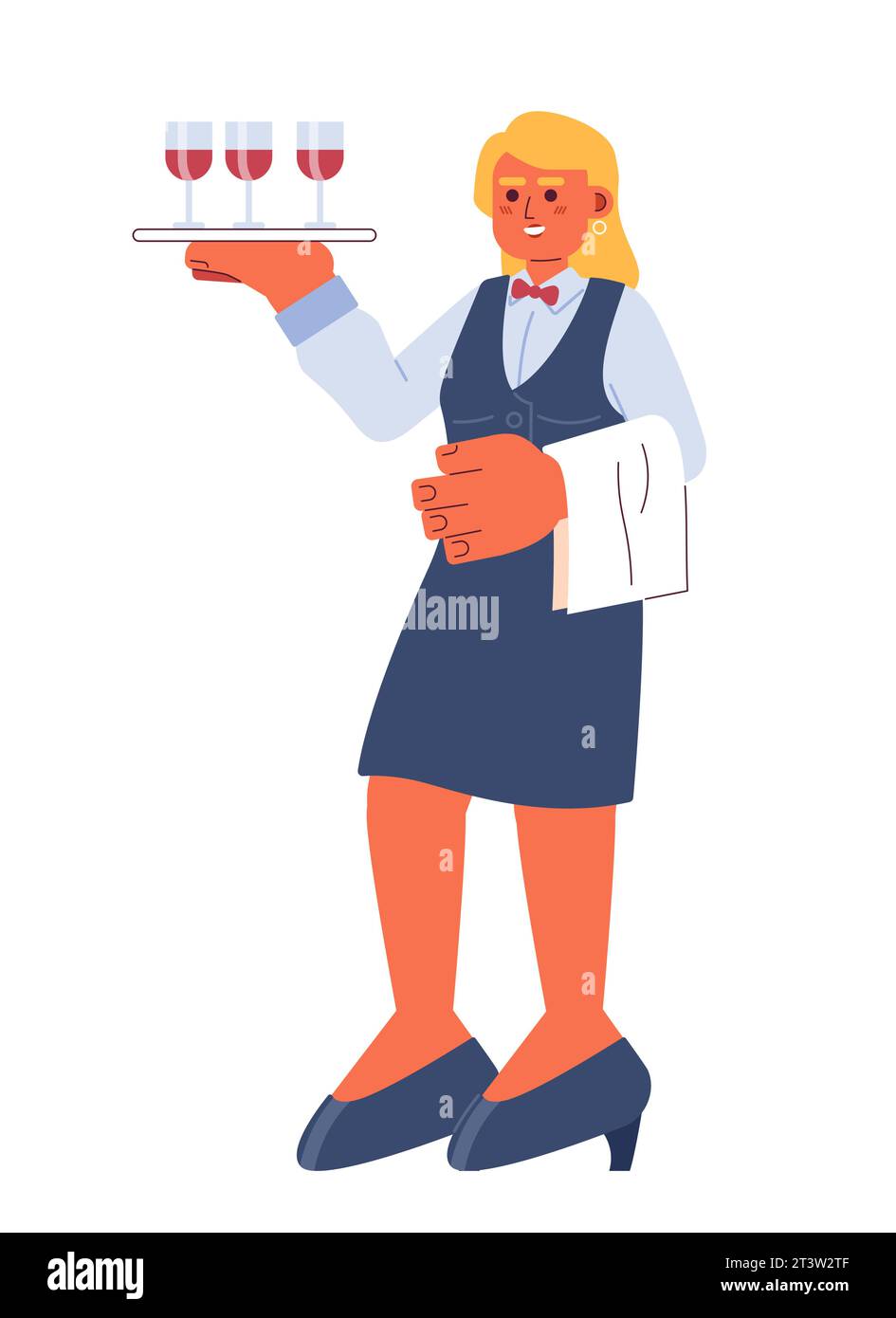 Waitress restaurant cartoon flat illustration Stock Vector Image & Art ...