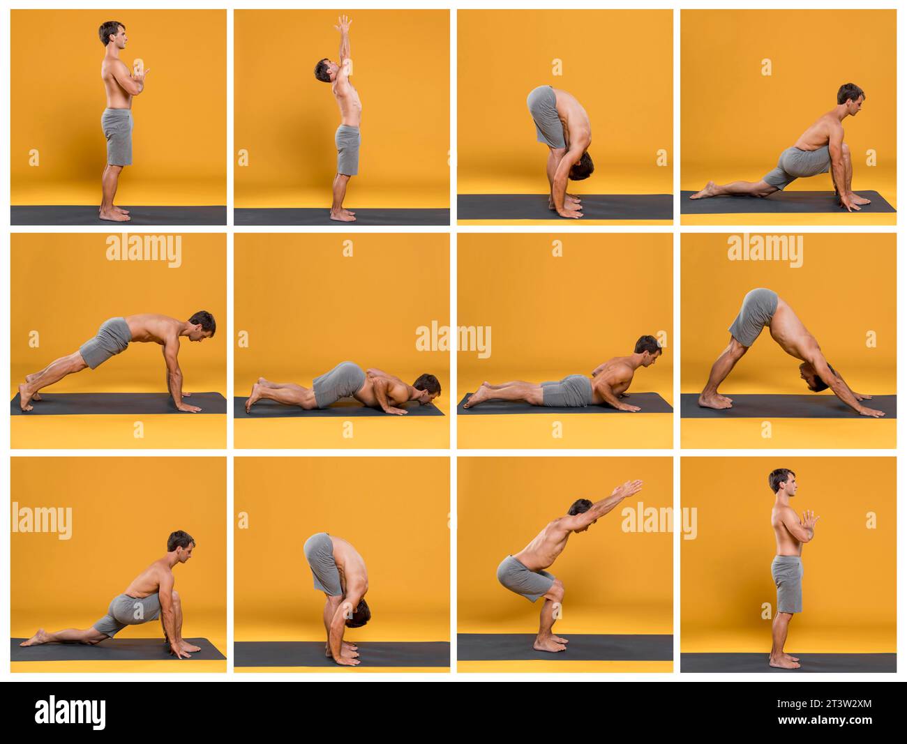 Multiple yoga poses collage Stock Photo - Alamy