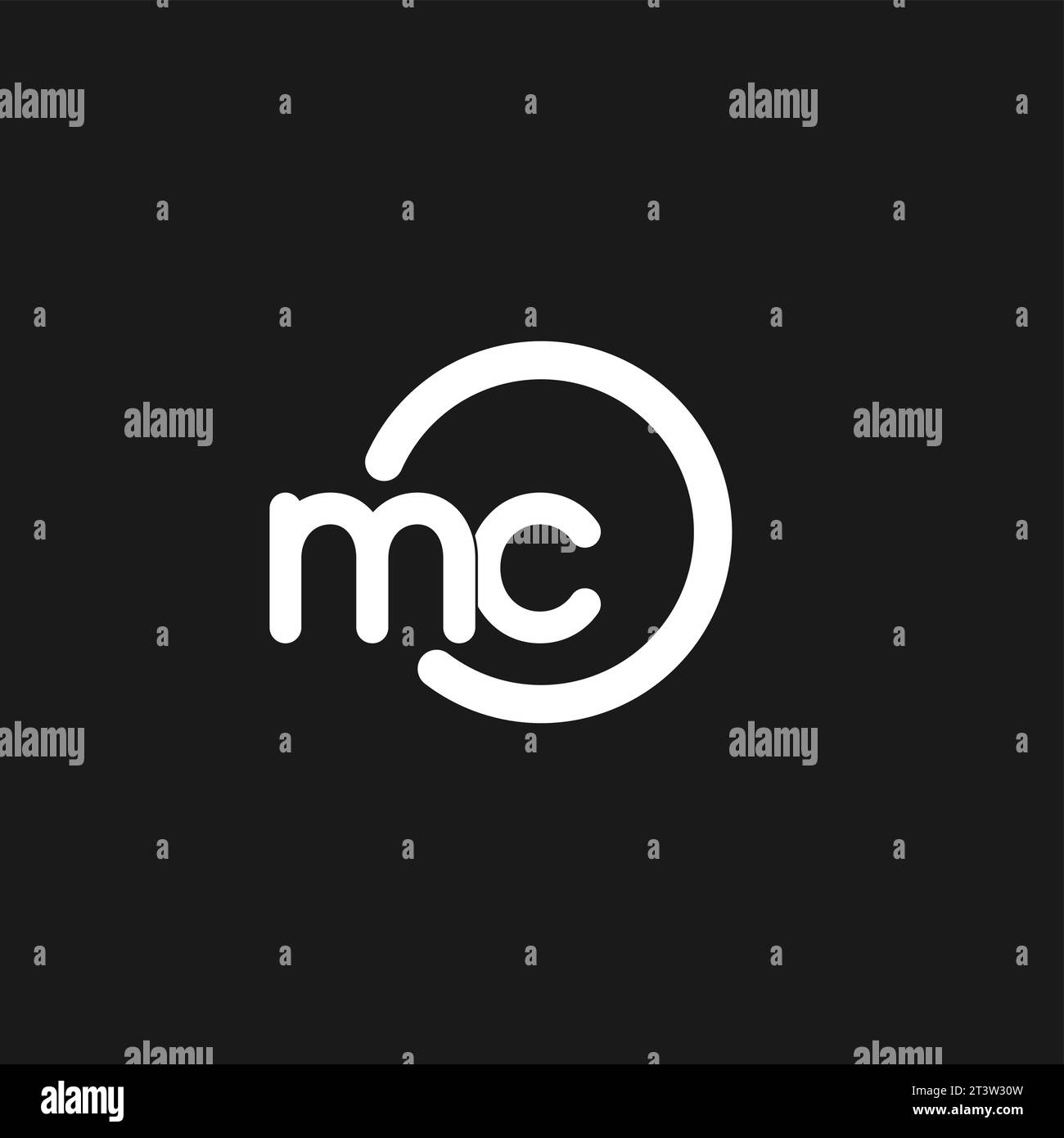 Initials MC logo monogram with simple circles lines vector graphic ...