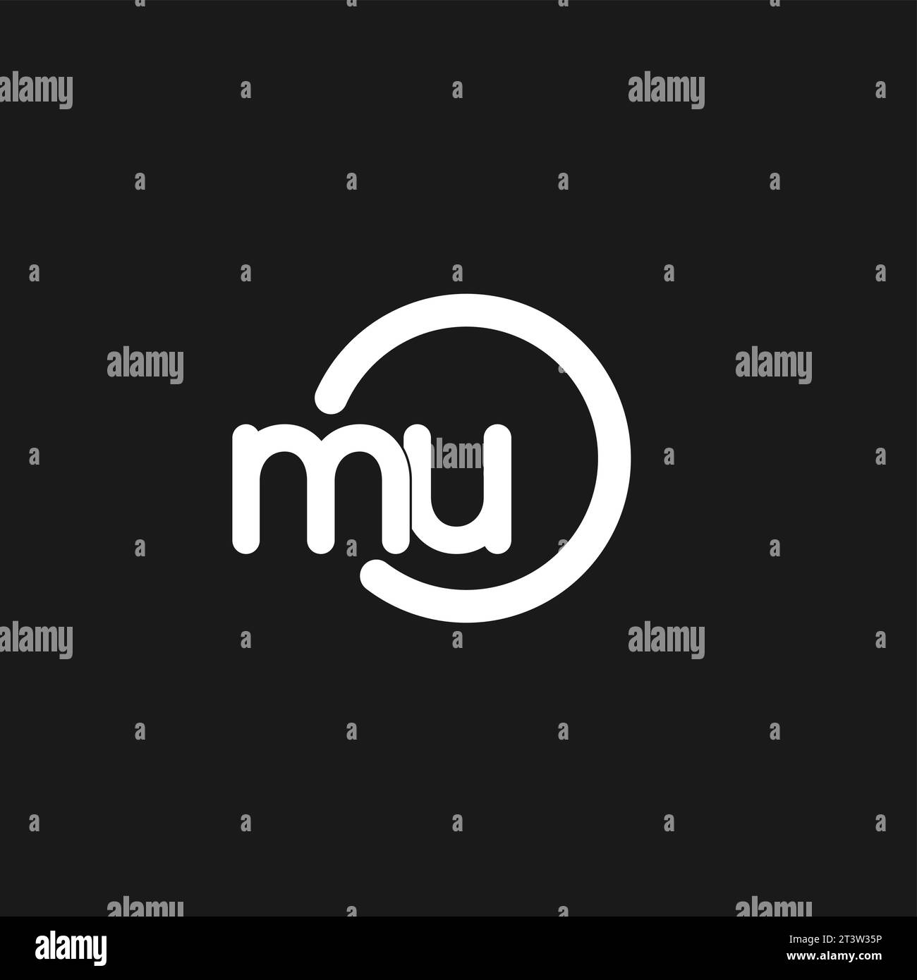 Initials MU logo monogram with simple circles lines vector graphic ...