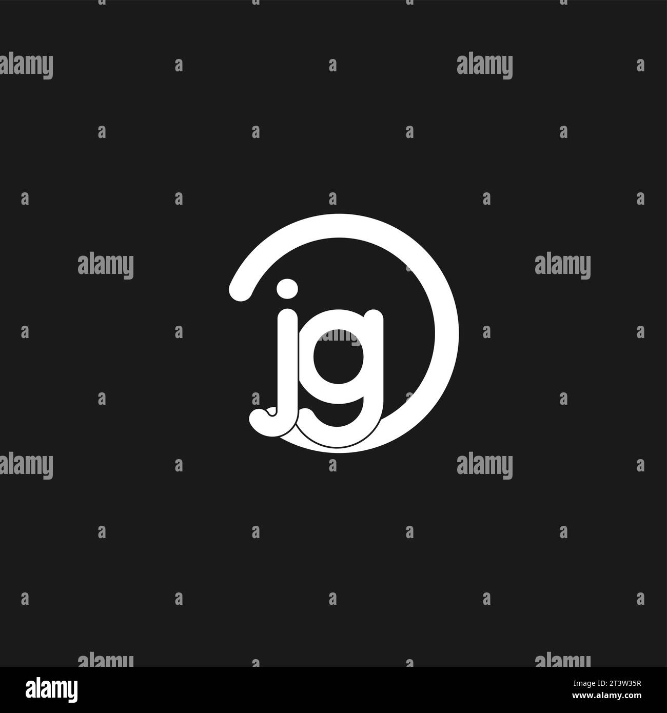 Initials JG logo monogram with simple circles lines vector graphic ...