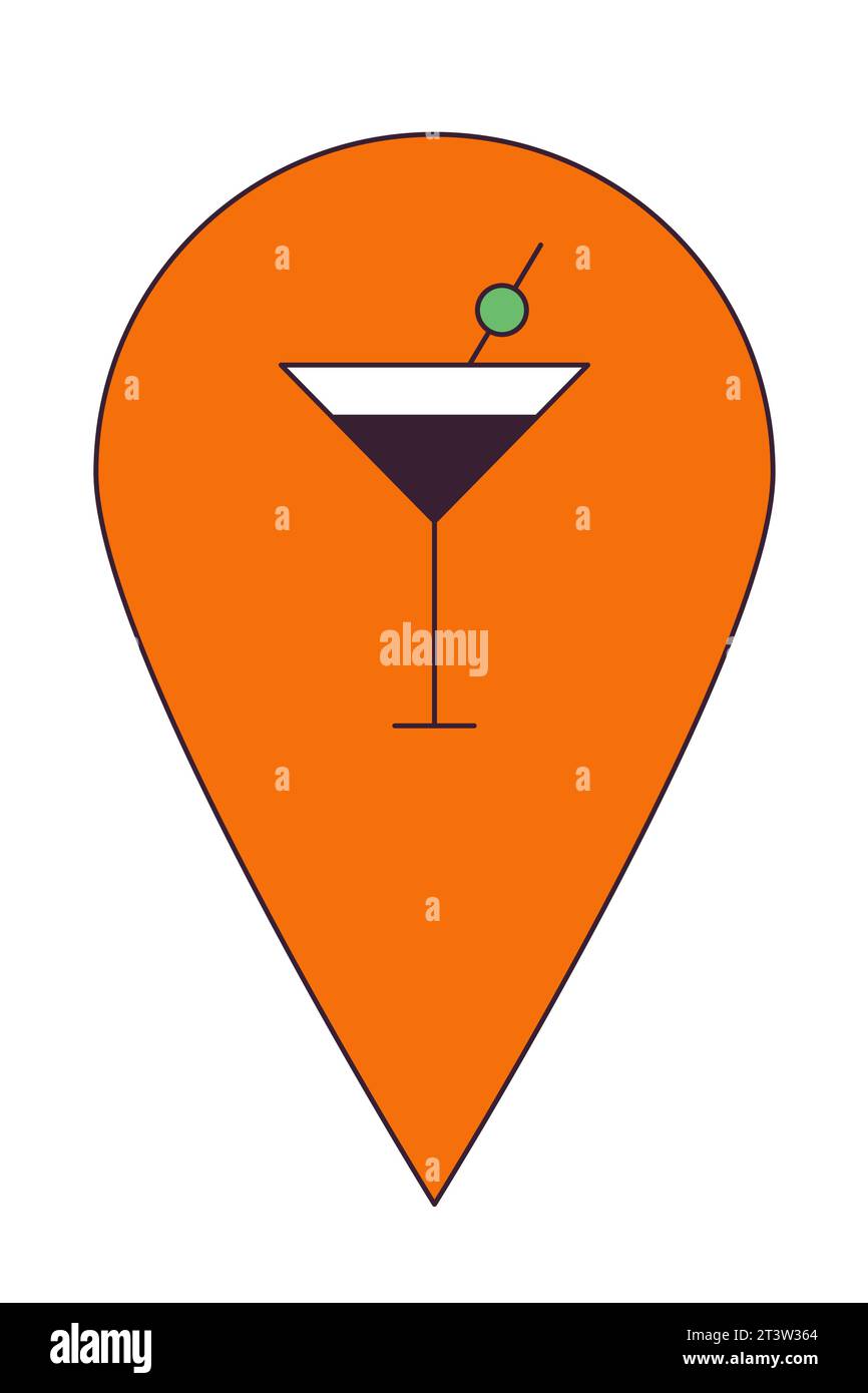 Nightclub cocktail bar map pinpoint 2D linear cartoon object Stock ...