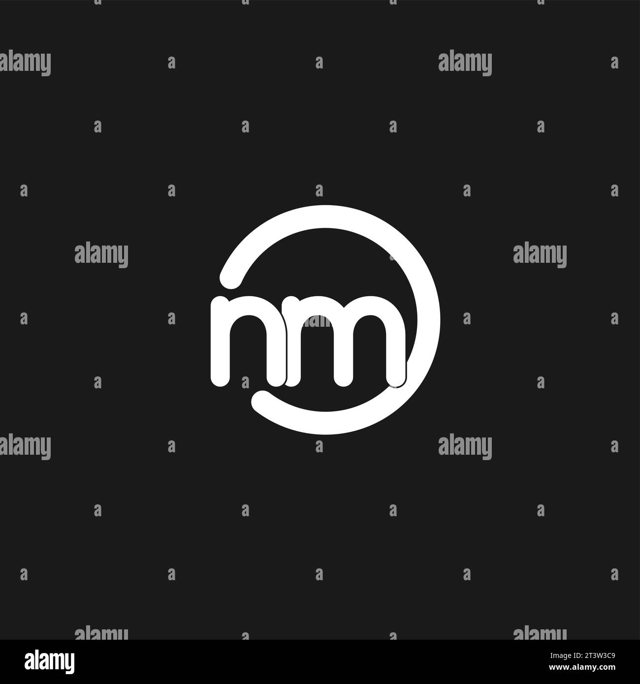 Initials NM logo monogram with simple circles lines vector graphic ...