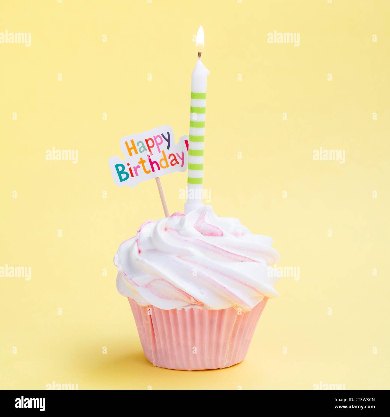 Simple birthday muffin with candle Stock Photo - Alamy