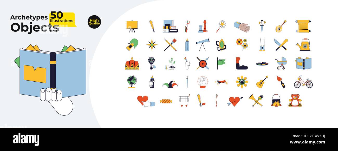Archetypal Symbols 2d Linear Cartoon Objects Bundle Stock Vector Image And Art Alamy