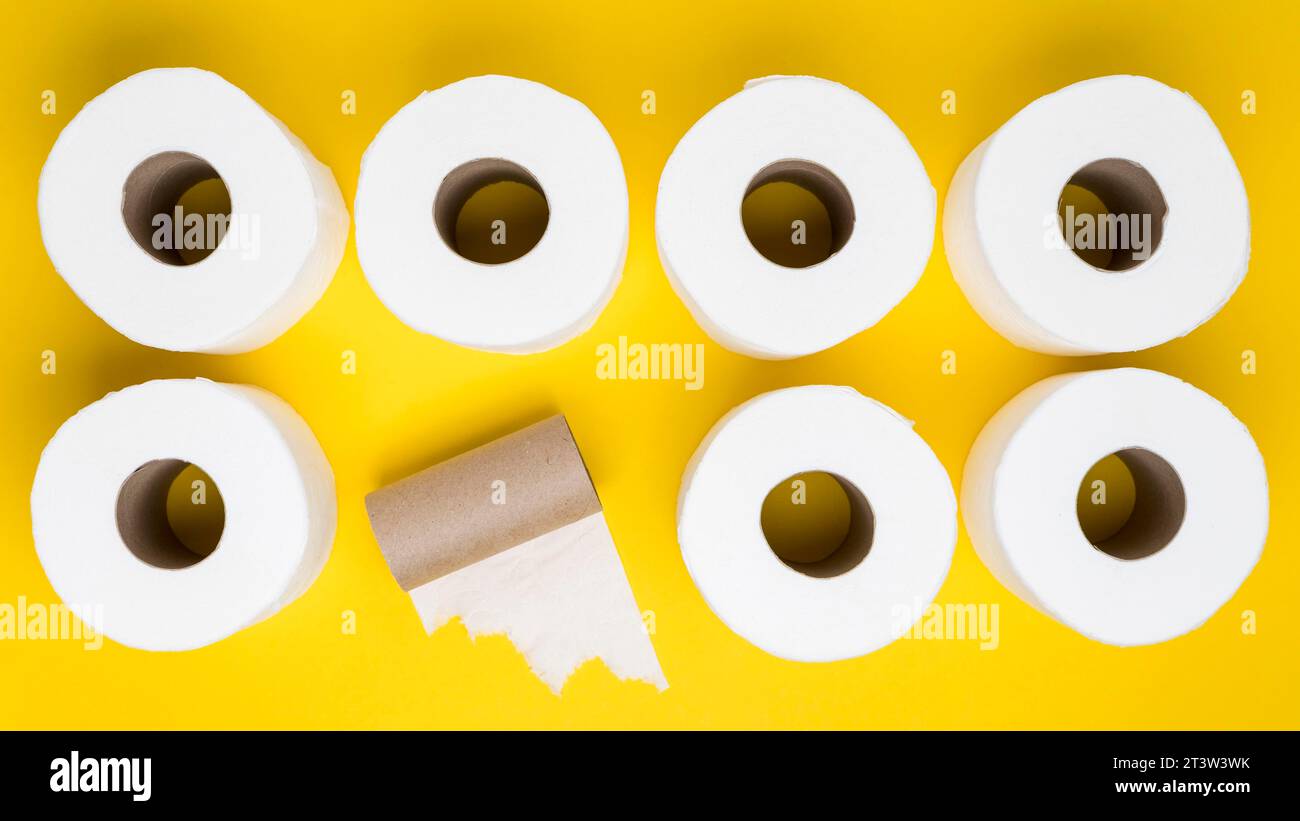 Top view toilet paper rolls with cardboard core Stock Photo - Alamy