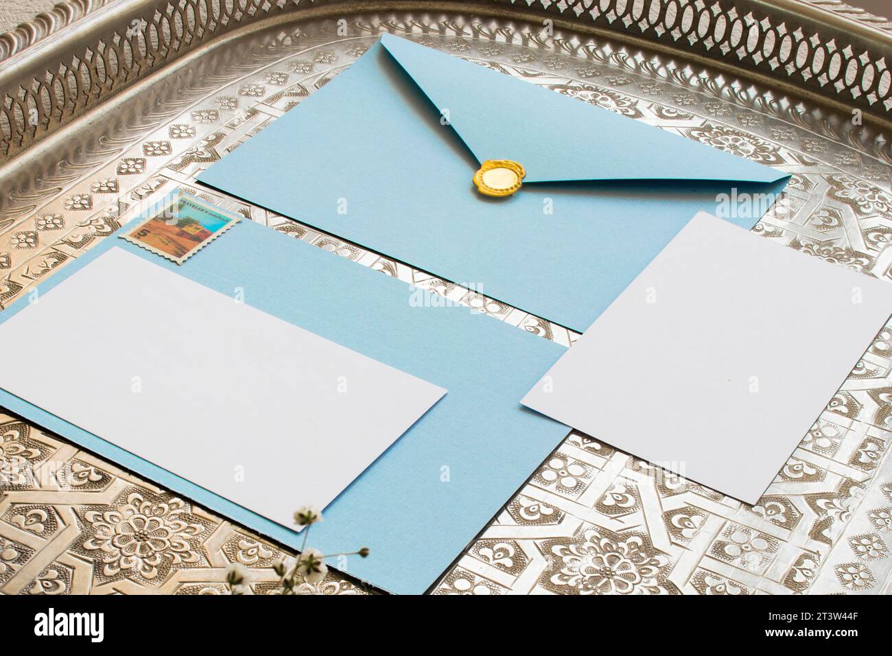 Vintage envelopes with gold stamp Stock Photo - Alamy