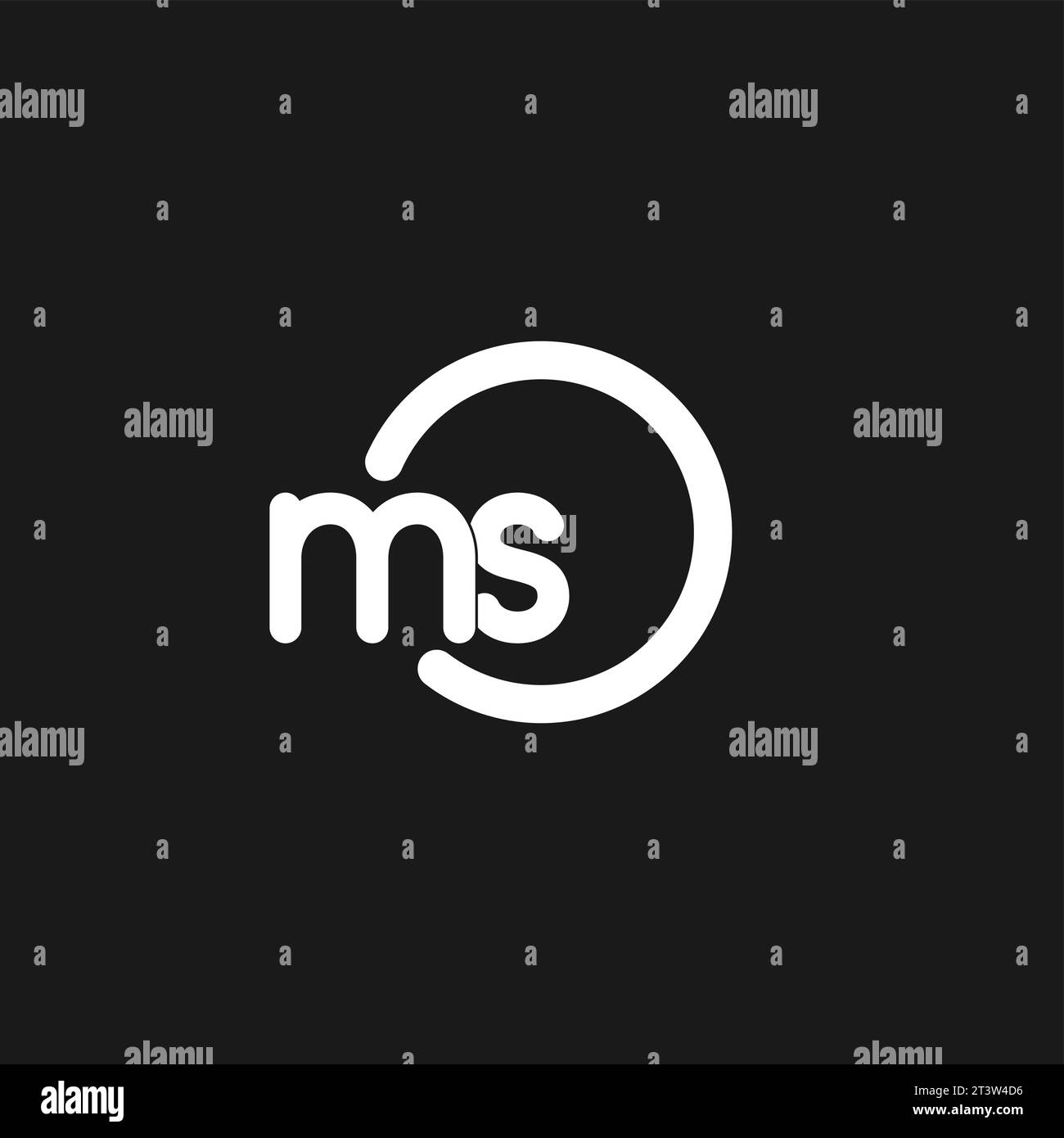 Initials MS logo monogram with simple circles lines vector graphic ...