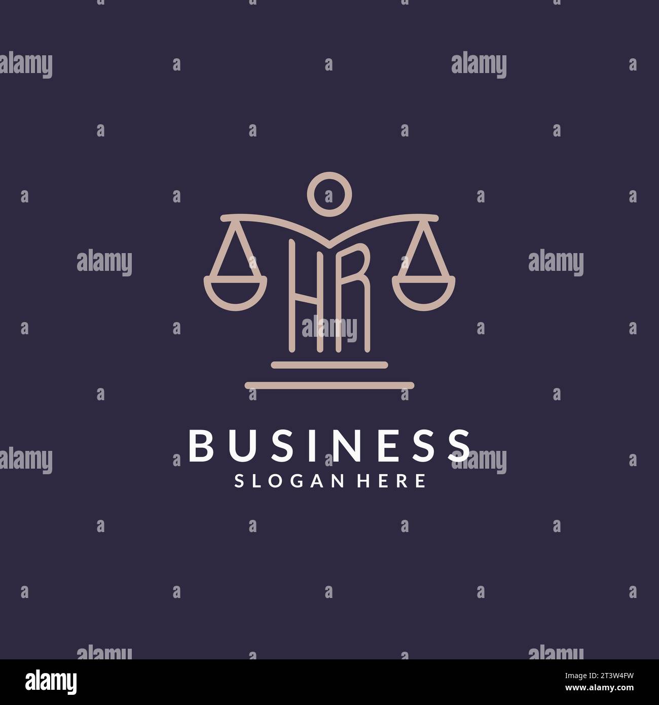 HR initials combined with the scales of justice icon, design ...
