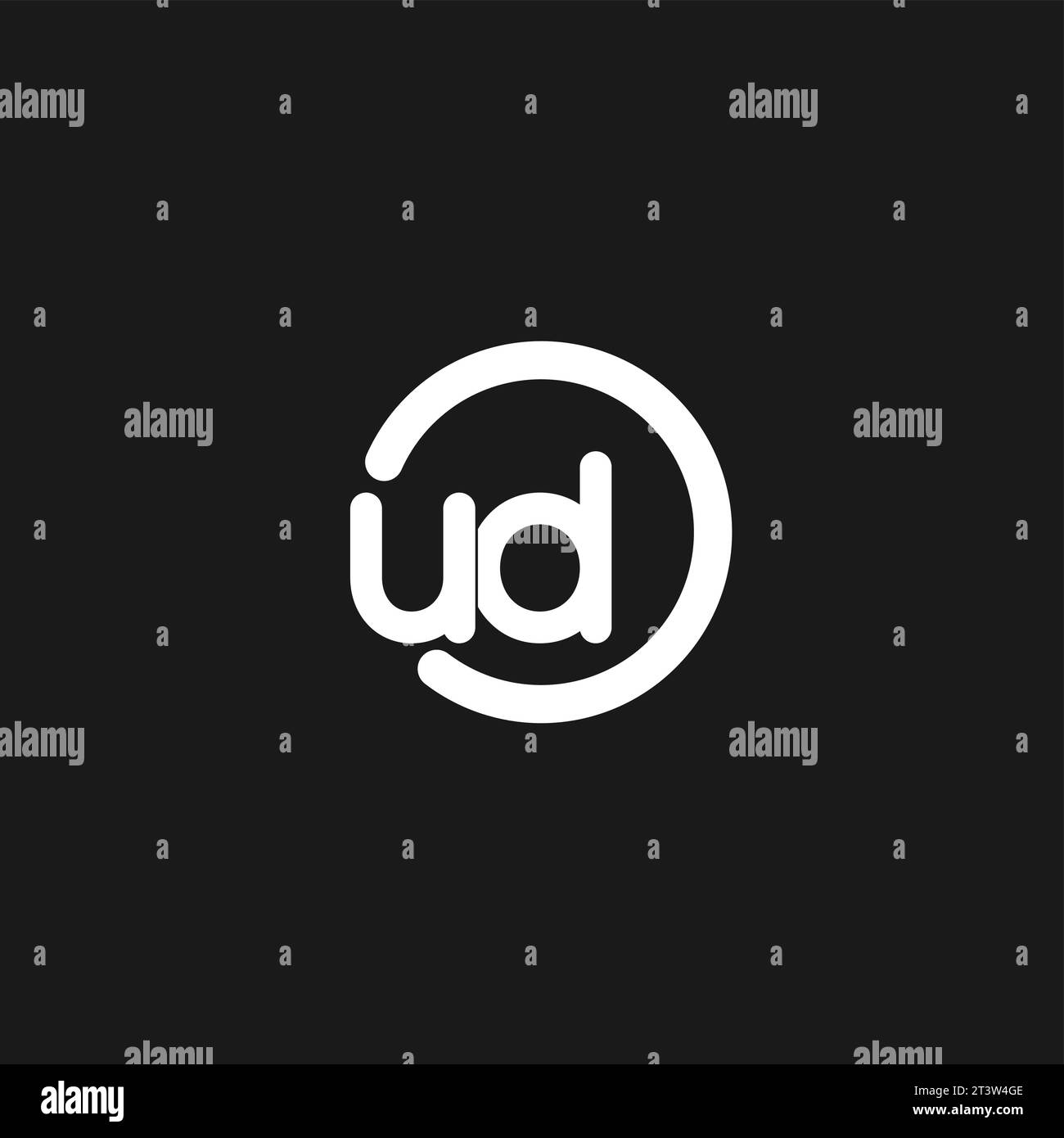 Initials UD logo monogram with simple circles lines vector graphic ...