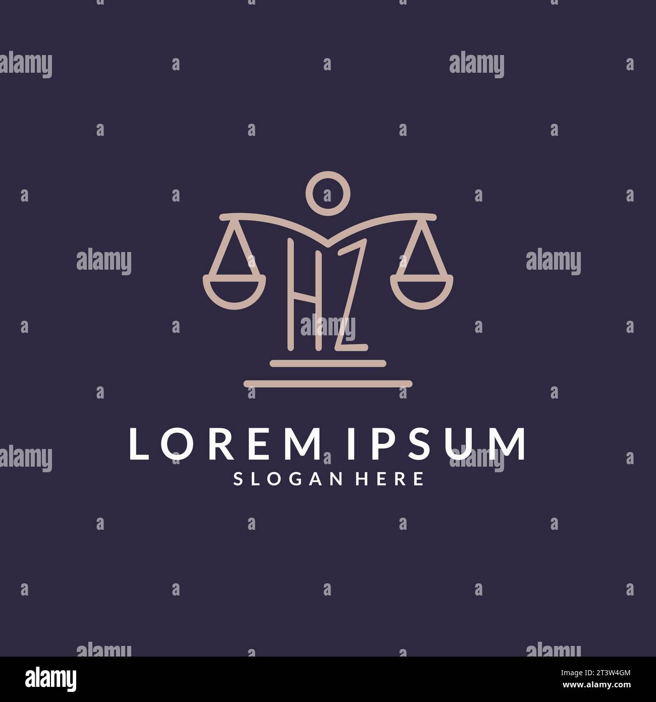 HZ initials combined with the scales of justice icon, design ...