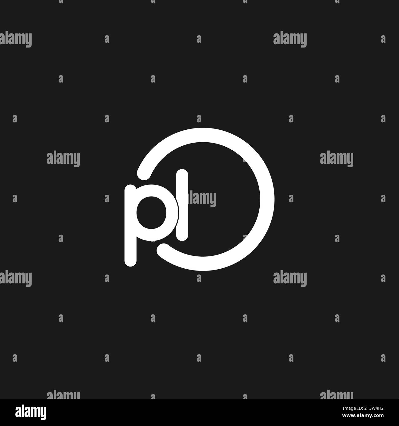 Initials PL logo monogram with simple circles lines vector graphic ...
