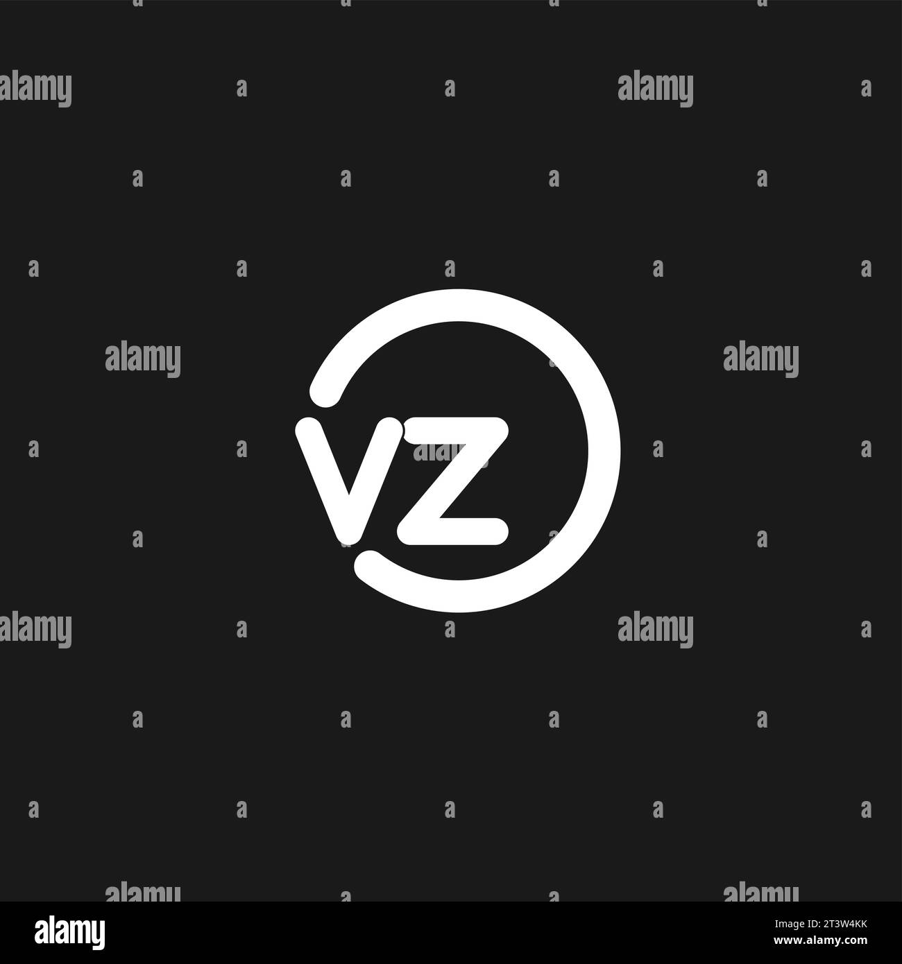 Initials VZ logo monogram with simple circles lines vector graphic ...