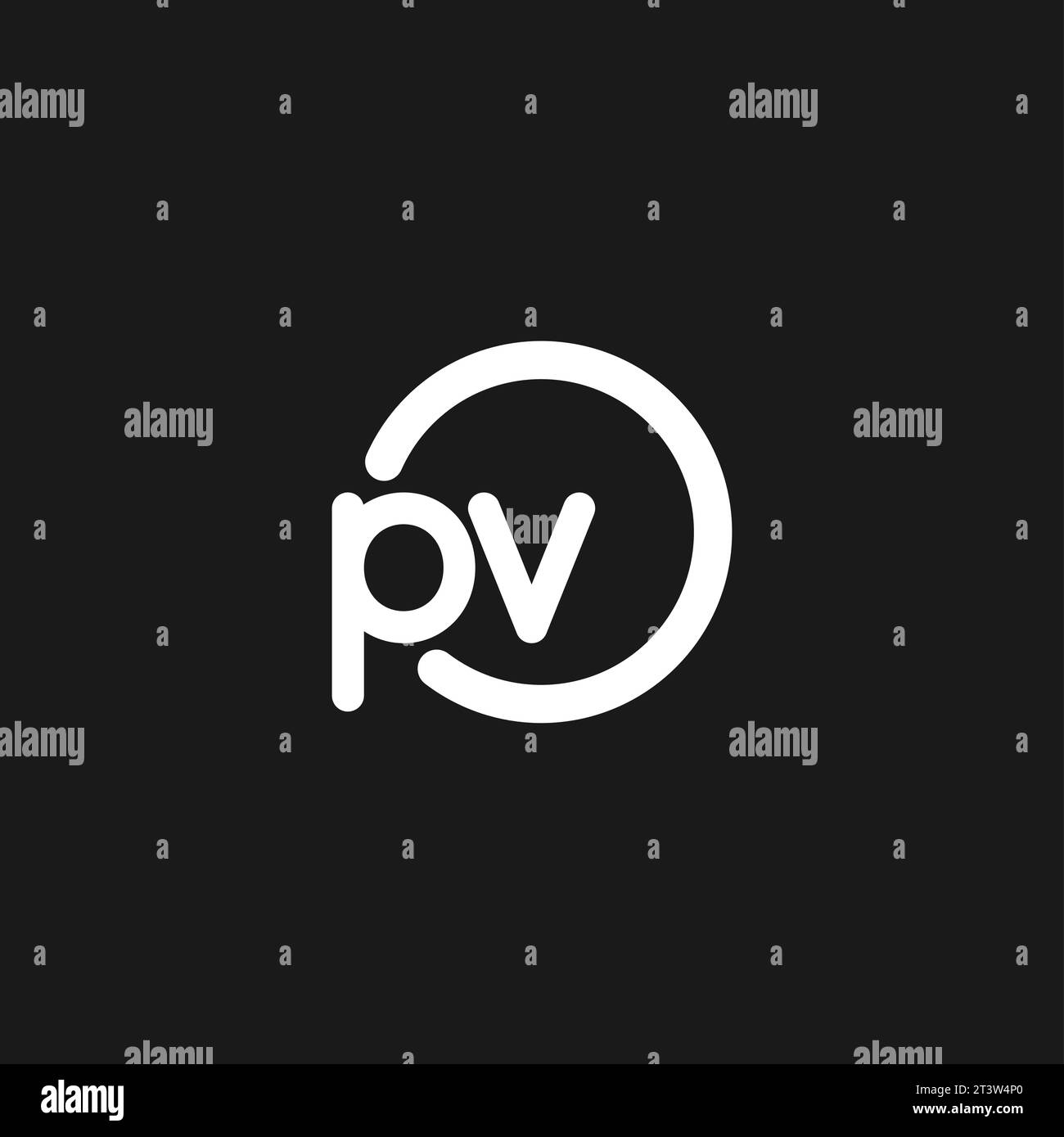 Initials PV logo monogram with simple circles lines vector graphic ...