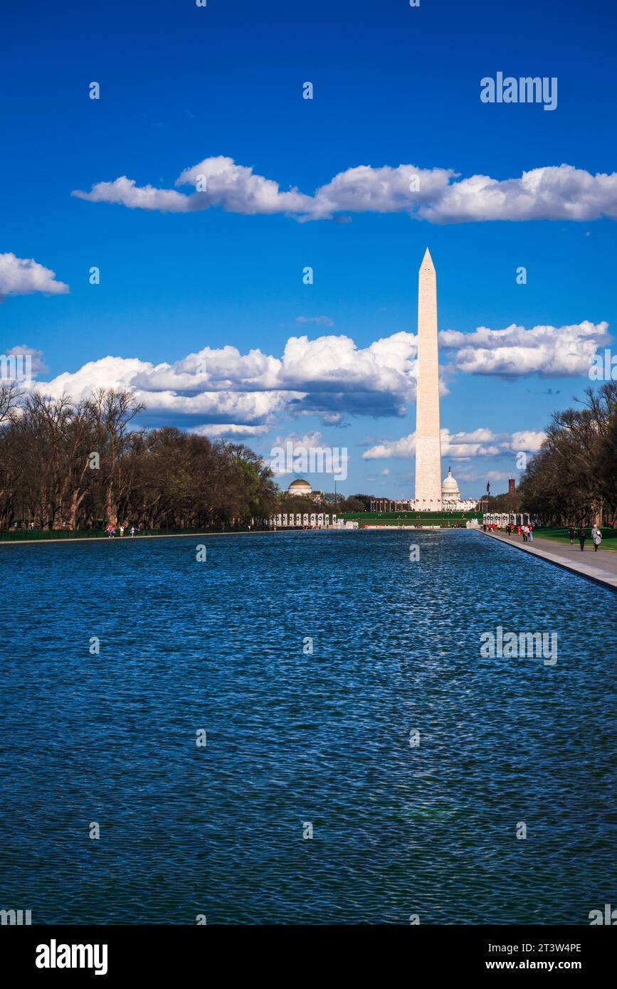 The Washington Monument and reflection pool, Washington, DC USA Stock ...