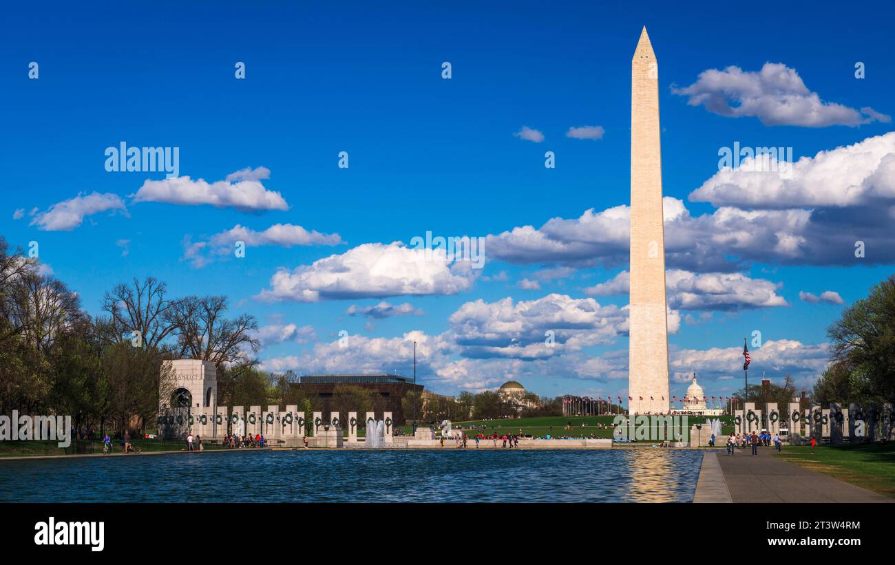 The Washington Monument and reflection pool, Washington, DC USA Stock ...