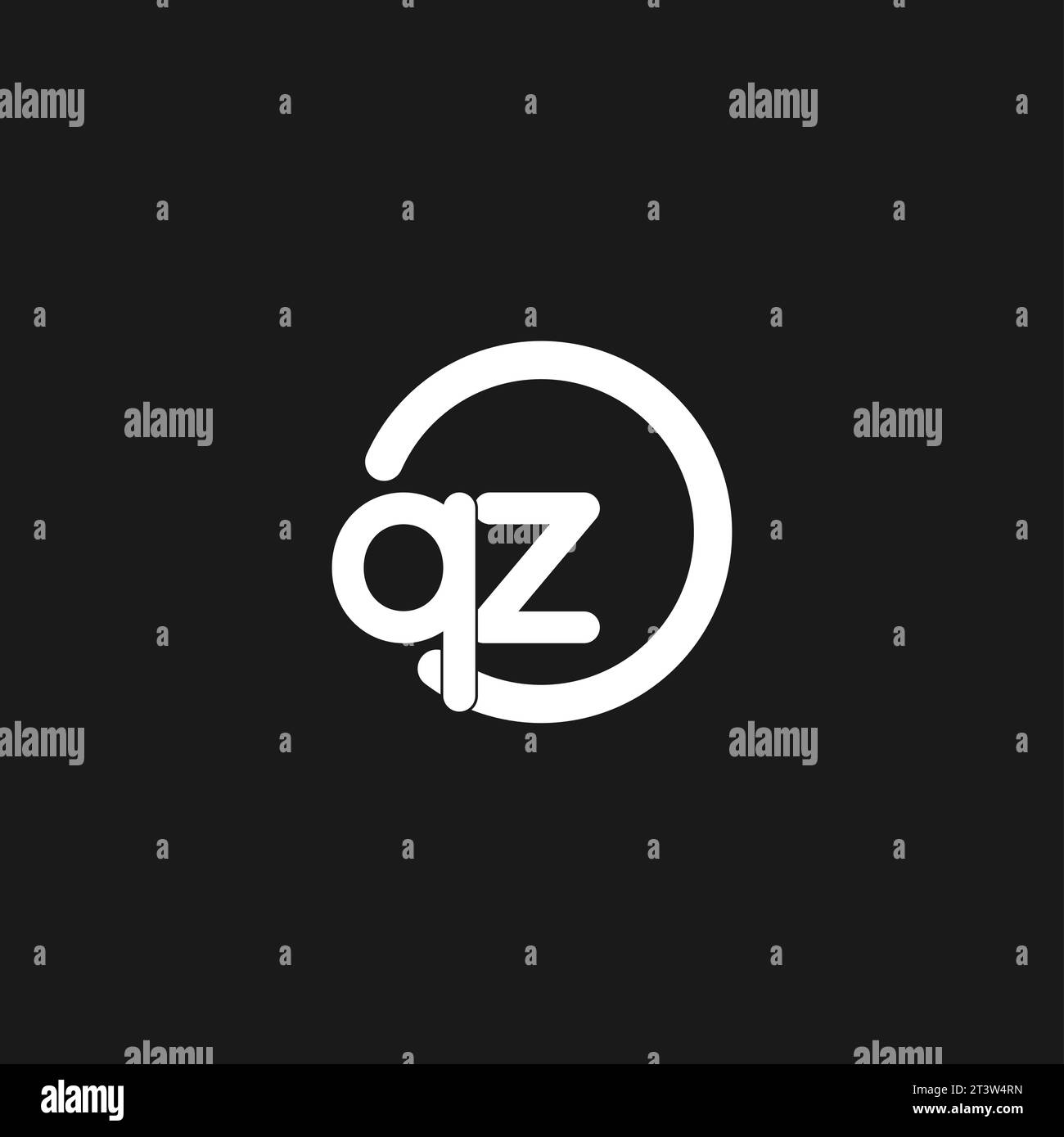 Initials QZ logo monogram with simple circles lines vector graphic ...