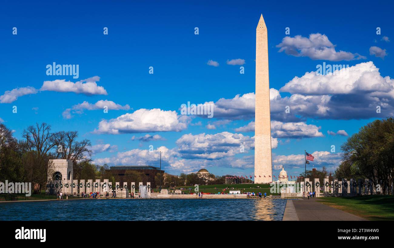 The Washington Monument and reflection pool, Washington, DC USA Stock ...