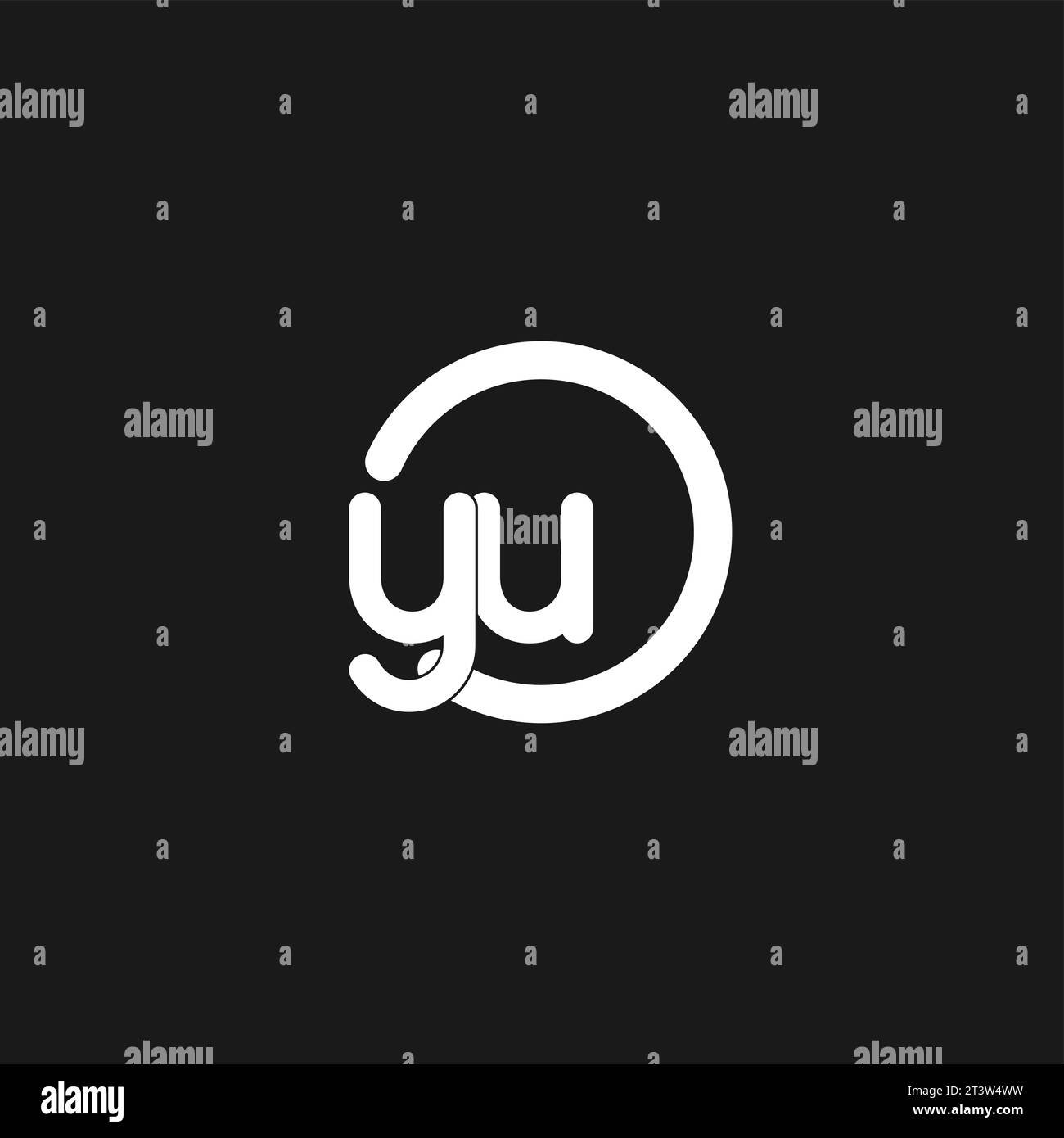 Initials YU logo monogram with simple circles lines vector graphic ...