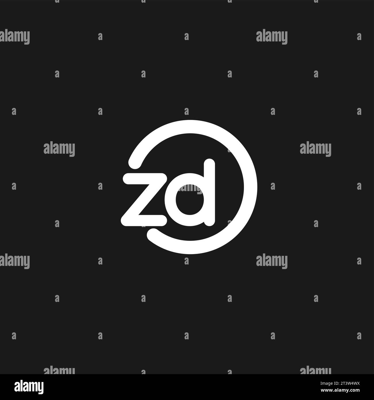 Initials ZD logo monogram with simple circles lines vector graphic ...
