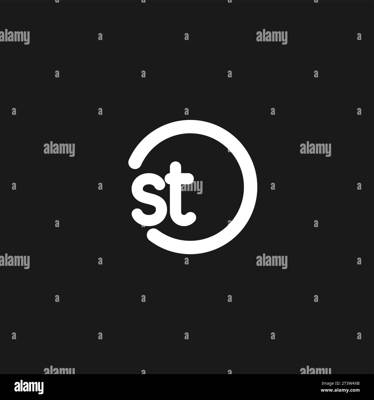 Initials ST logo monogram with simple circles lines vector graphic ...