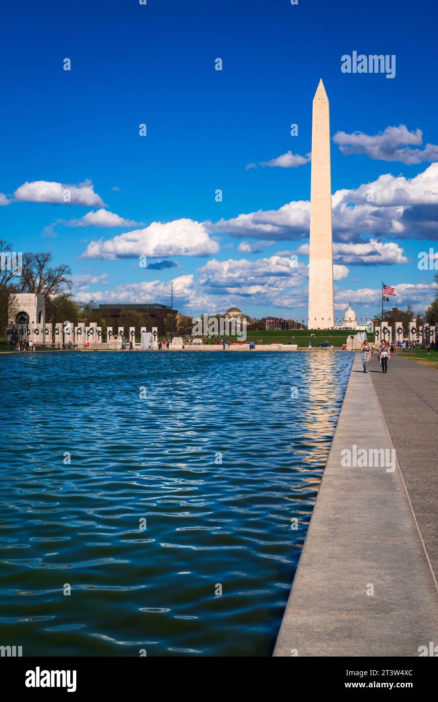 The Washington Monument and reflection pool, Washington, DC USA Stock ...