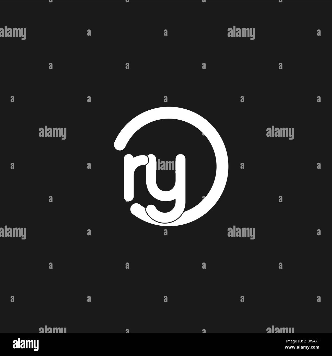 Initials RY logo monogram with simple circles lines vector graphic ...