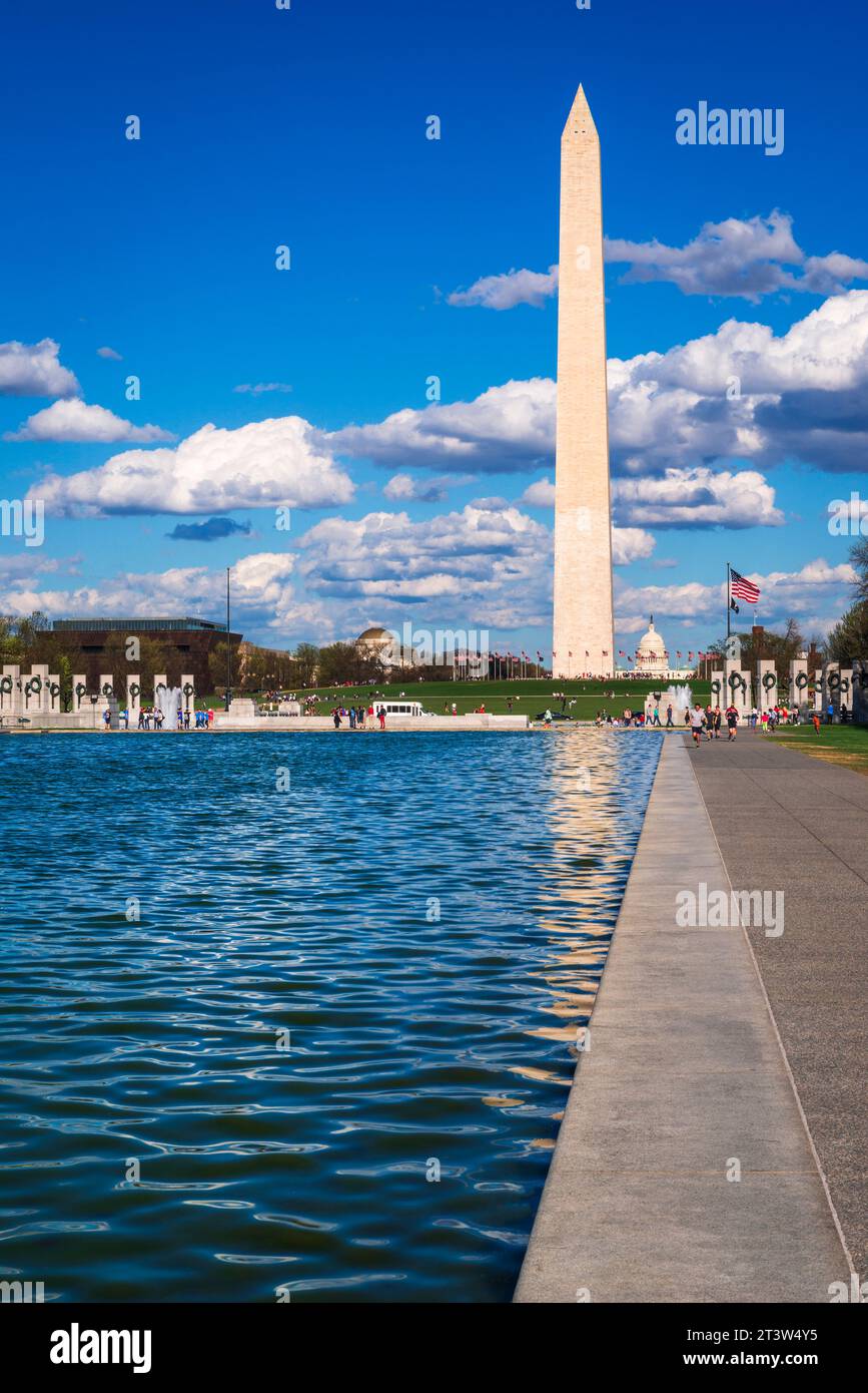 The Washington Monument and reflection pool, Washington, DC USA Stock ...