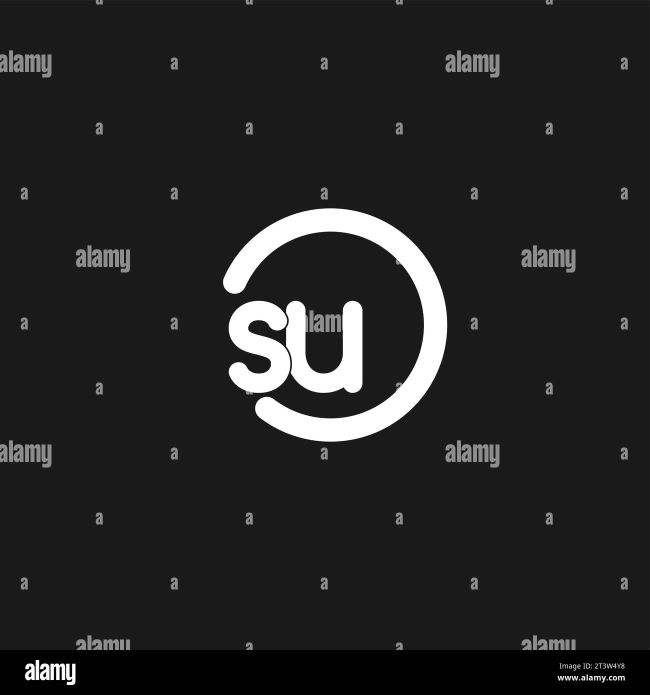 Initials SU logo monogram with simple circles lines vector graphic ...