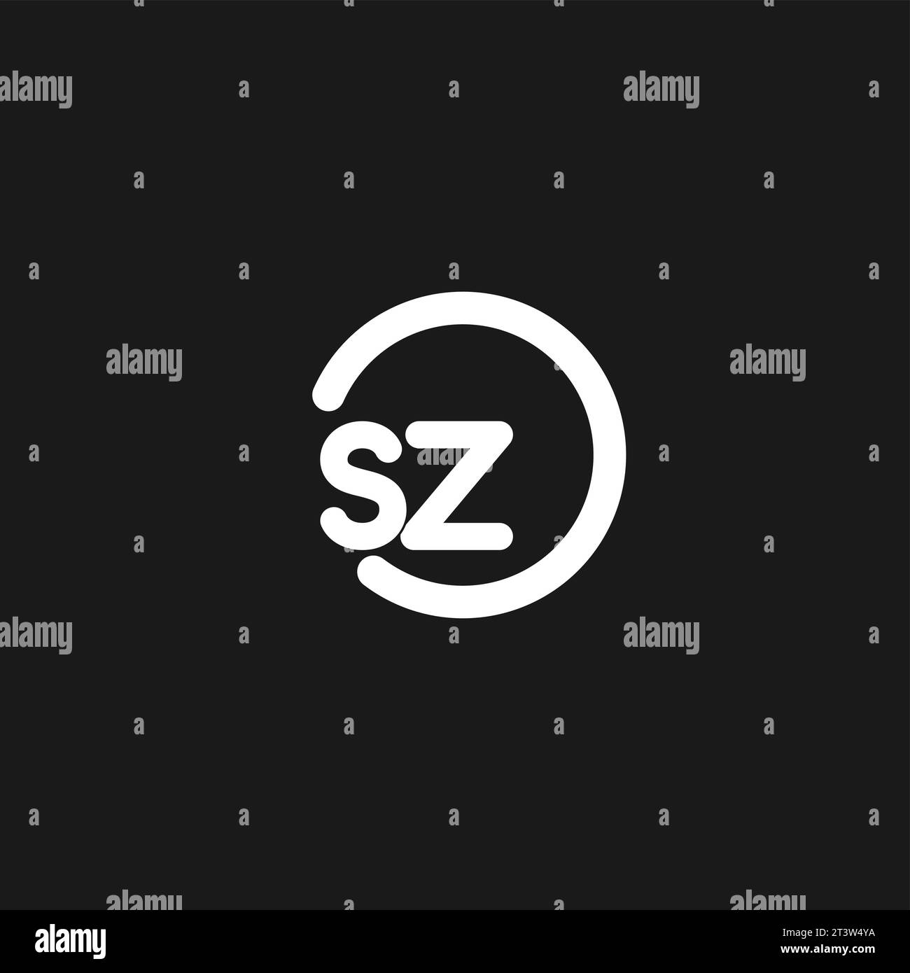 Initials SZ logo monogram with simple circles lines vector graphic ...