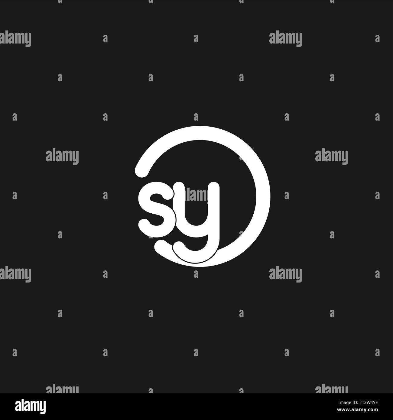 Initials SY logo monogram with simple circles lines vector graphic ...